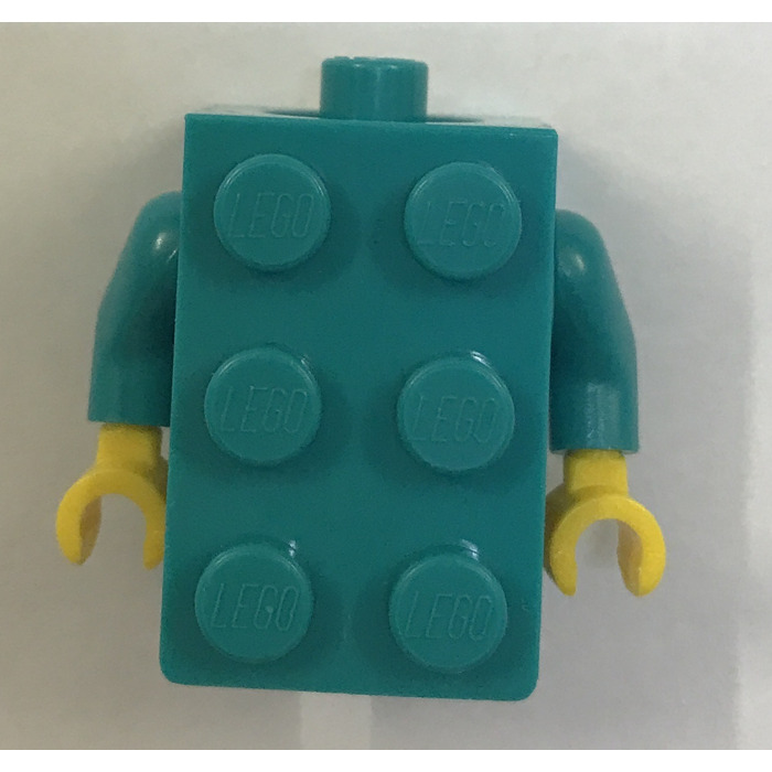 LEGO Dark Turquoise Brick Costume with Dark Turquoise Arms and Yellow ...