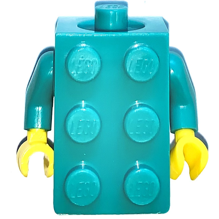 LEGO Dark Turquoise Brick Costume with Dark Turquoise Arms and Yellow ...