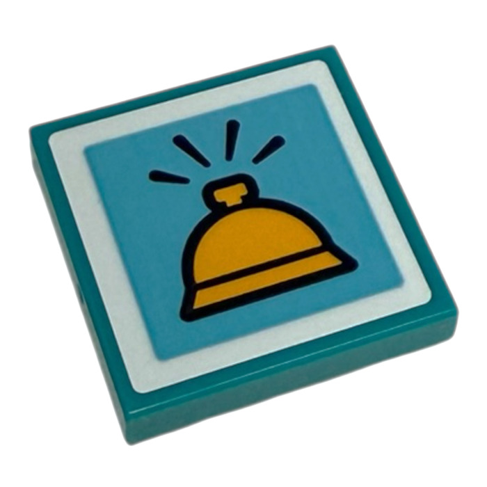LEGO Tile 2 x 2 with bell with medium azure background Sticker with ...