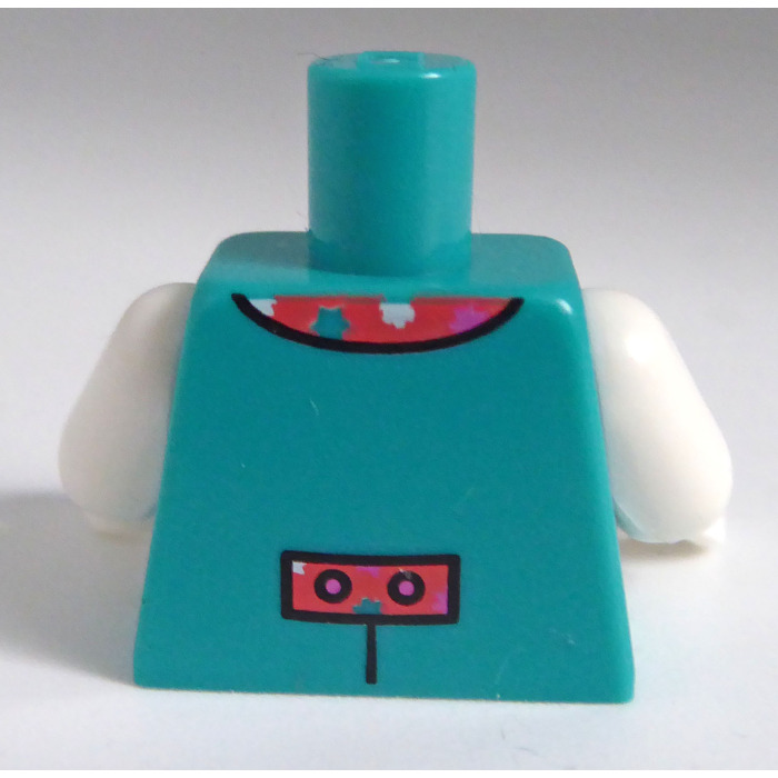 LEGO Dark Turquoise Minifig Torso with Open Vest, 2 Buttons and Pink ...