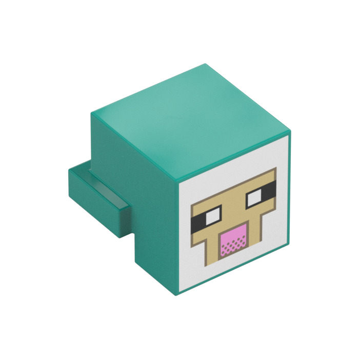 LEGO Dark Turquoise Pixelated Minecraft Animal Head with Sheep Face ...