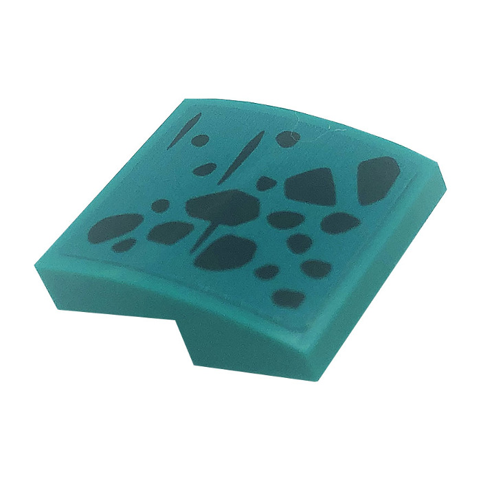 LEGO Dark Turquoise Slope 2 x 2 Curved with Black Scales Left Side ...