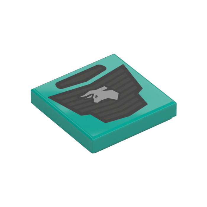 LEGO Dark Turquoise Tile 2 x 2 with Car Grille with Bull Head with ...