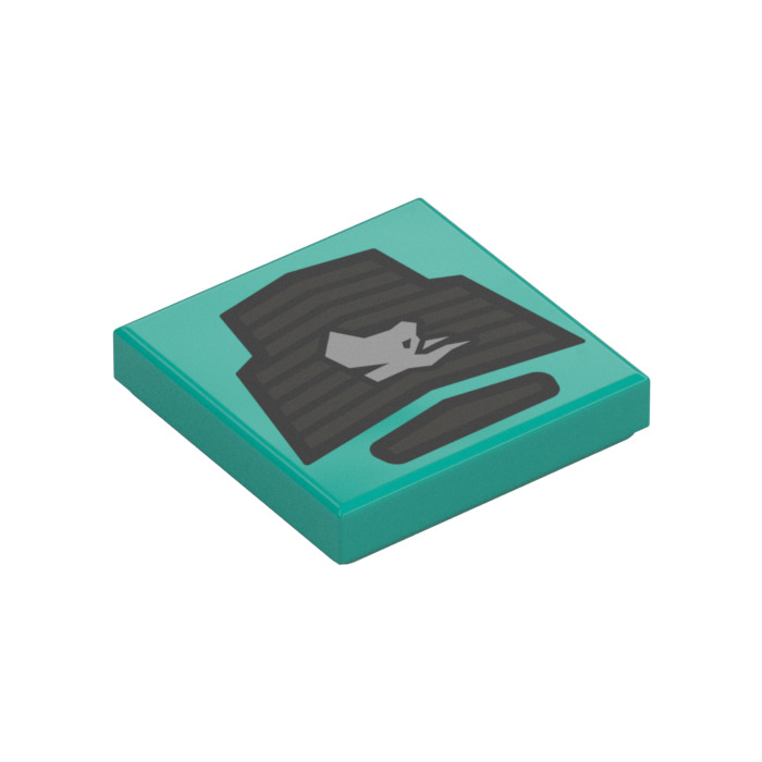 LEGO Dark Turquoise Tile 2 x 2 with Car Grille with Bull Head with ...