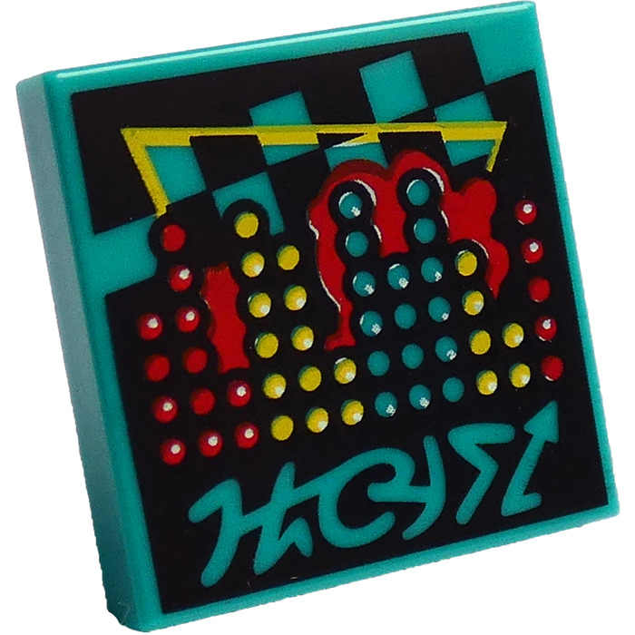 LEGO Dark Turquoise Tile 2 x 2 with Coloured Dots Pattern with Groove ...