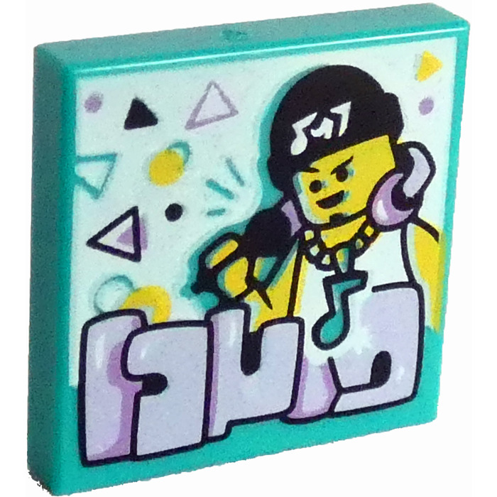 LEGO Dark Turquoise Tile 2 x 2 with DJ with Groove (3068) | Brick Owl ...
