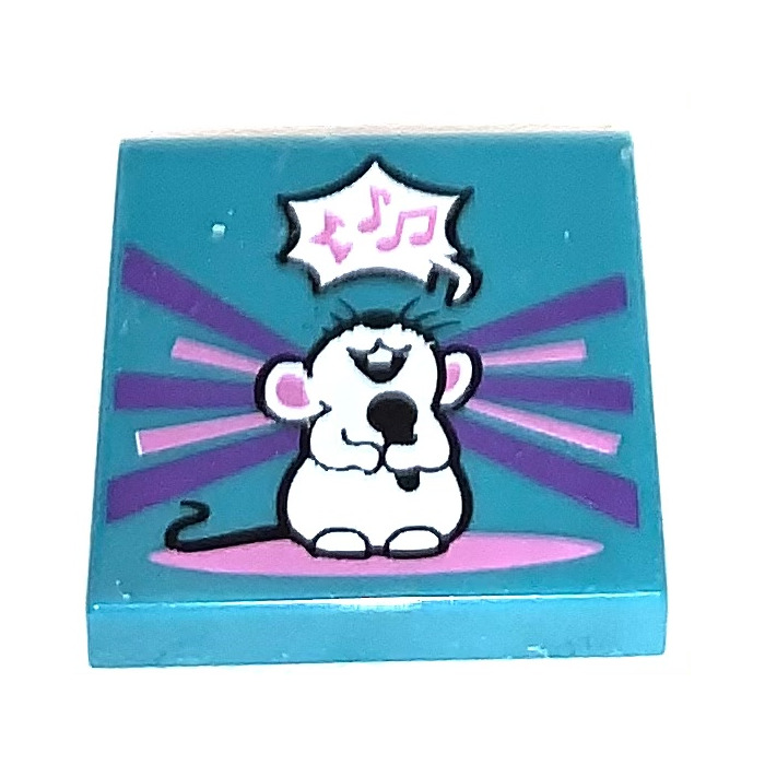 LEGO Dark Turquoise Tile 2 x 2 with Mouse Voice with Groove (3068 / ...