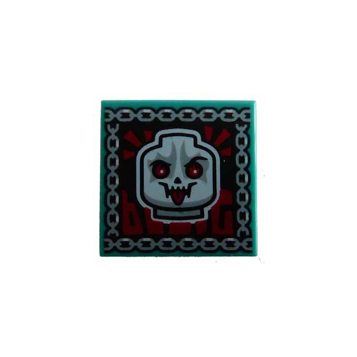 LEGO Dark Turquoise Tile 2 x 2 with Skull with Groove (3068) | Brick ...