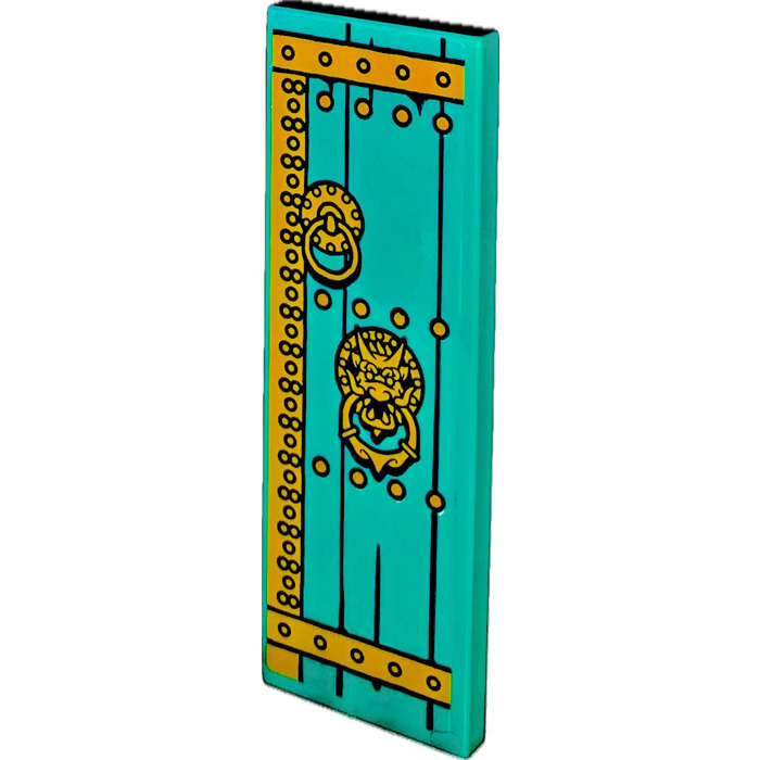 LEGO Tile 2 x 6 with Door with Golden Fittings and Dragon Door Knocker ...