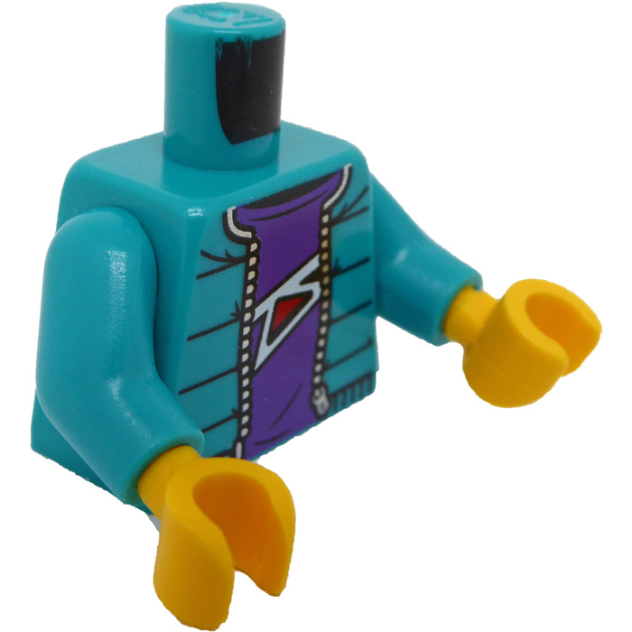 LEGO Dark Turquoise Zipper Jacket with Dark Purple Shirt Torso (973 / ...