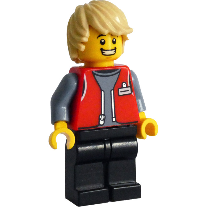 LEGO Delivery Man with Red Jacket and Tan Tousled Hair Minifigure ...