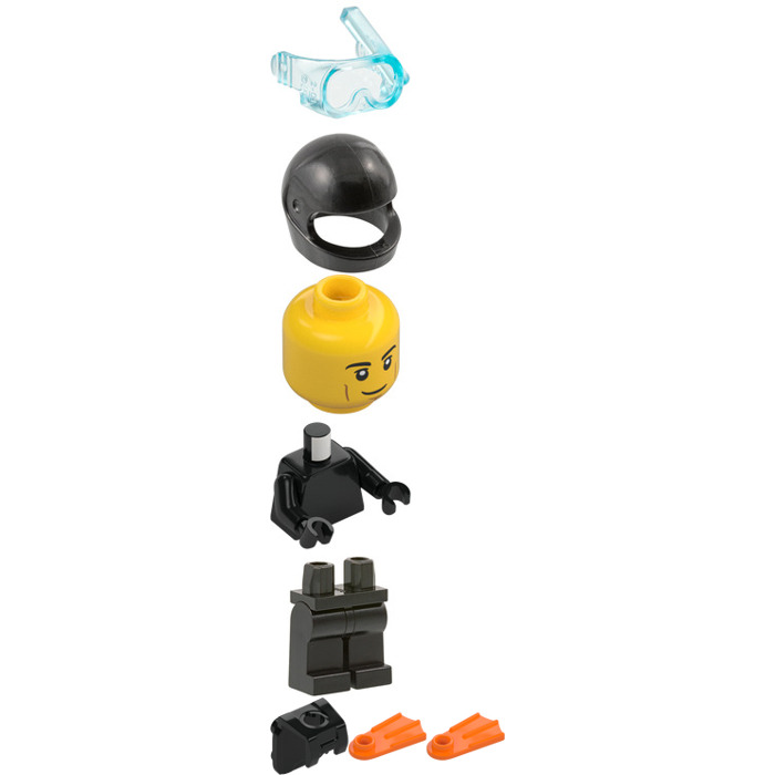 LEGO Diver with Black Wetsuit and Orange Flippers Minifigure Inventory ...