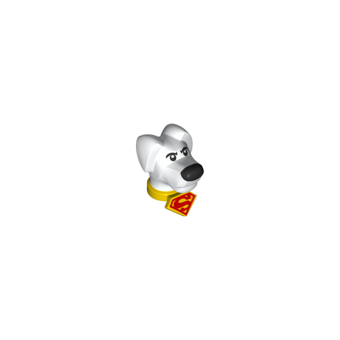 LEGO Dog Head with Yellow Collar with Superman Logo (36800) | Brick Owl
