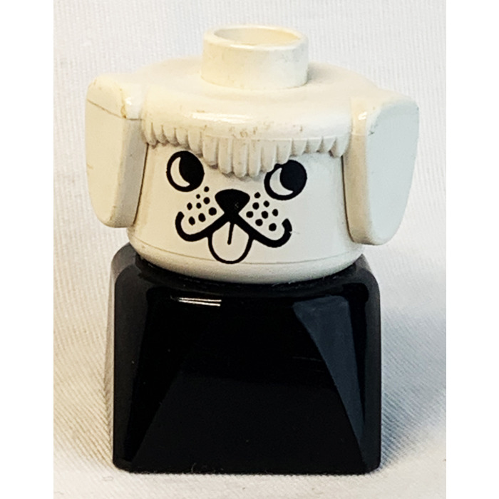 LEGO Dog with White Head Looking Left on Black Base Duplo Figure ...