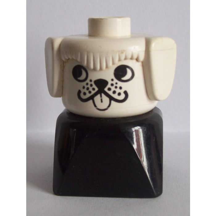 LEGO Dog with White Head Looking Right on Black Base Duplo Figure ...