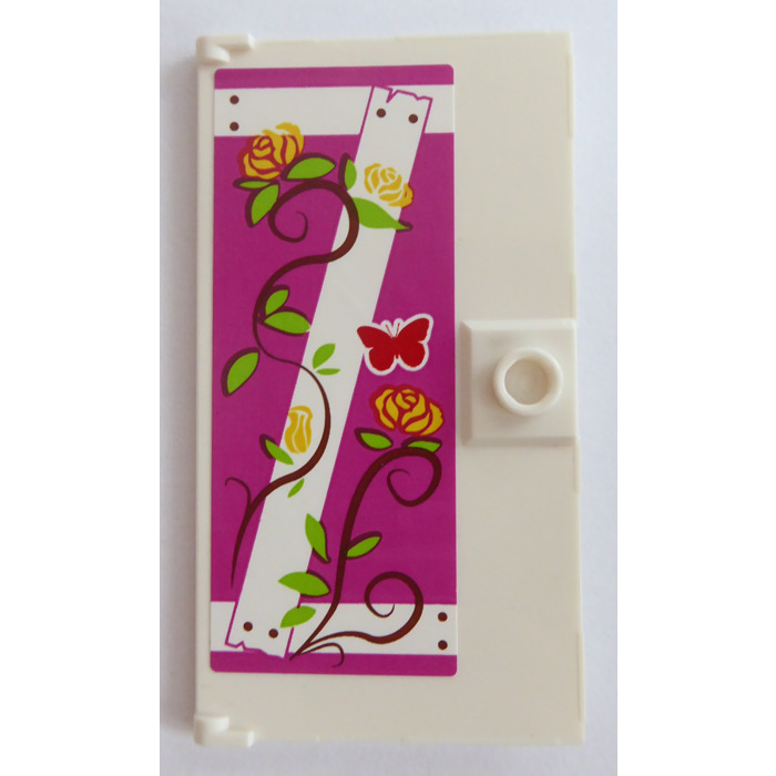 LEGO Door 1 x 4 x 6 with Stud Handle with Nailed wooden boards, rose ...