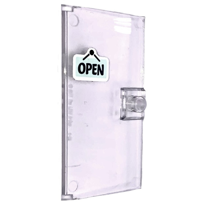 LEGO Door 1 x 4 x 6 with Stud Handle with Open Sign in Dark Blue ...