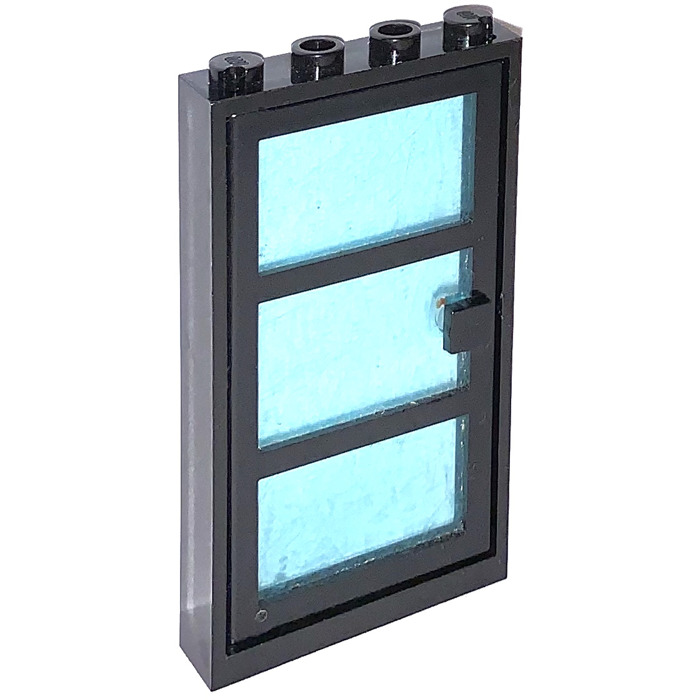 LEGO Door Frame 1 x 4 x 6 with Black Door with Transparent Light Blue ...