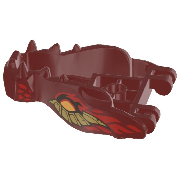 LEGO Dragon Head with Bar Handles with Orange Eyes and Red and Yellow ...