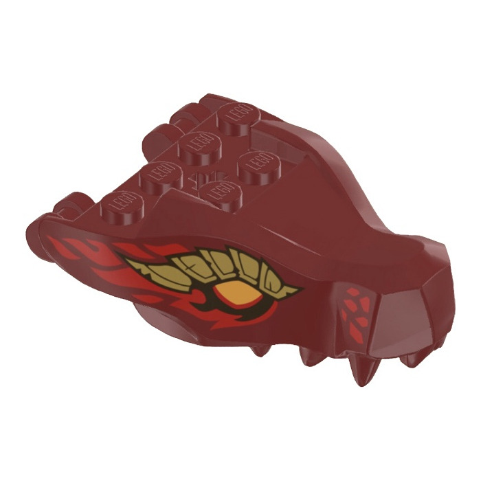 LEGO Dragon Head with Bar Handles with Orange Eyes and Red and Yellow ...