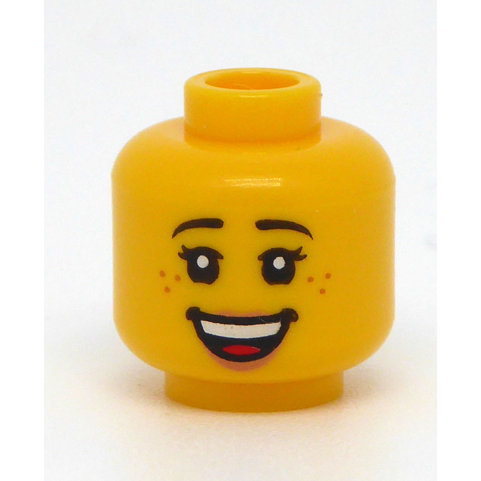 LEGO Dual Sided Female Head with Freckles and Serious Expression / Wide ...