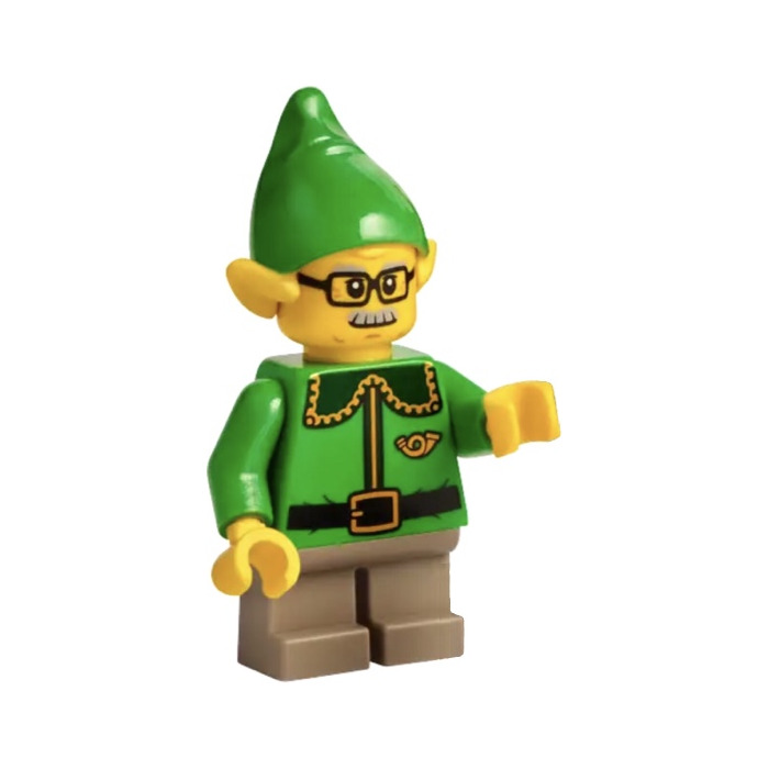 LEGO Elf with Dark Green Collar (Moustache, Glasses) Minifigure | Brick Owl