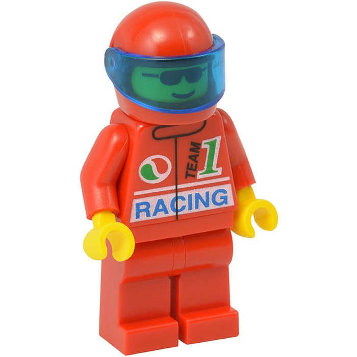 LEGO F1 Driver with Red Suit and Helmet with Transparent Dark Blue ...
