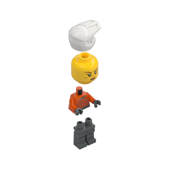 LEGO F1 Pit Crew (Female) with Helmet (Freckles) Minifigure | Brick Owl