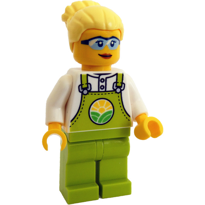 LEGO Farmer with Bright Light Yellow Hair with Large Bun Minifigure ...