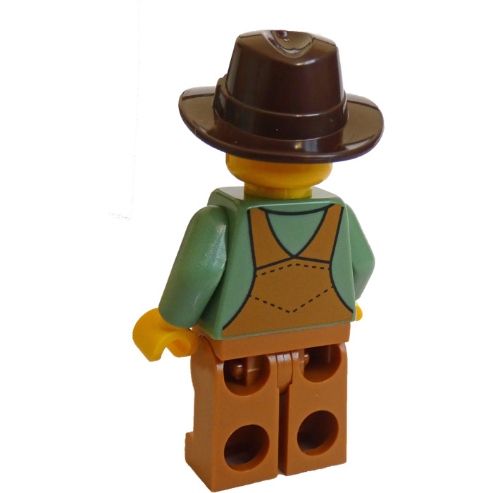 LEGO Farmer with Medium Dark Flesh Overalls and Fedora Minifigure ...