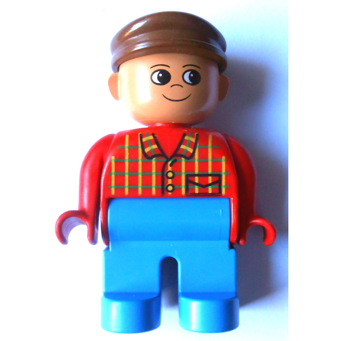 LEGO Farmer with Red Plaid Shirt and Blue Legs Duplo Figure | Brick Owl ...