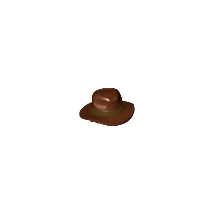 LEGO Fedora Hat with Wide Brim with Dark Brown Band and Hair (1849 / ...
