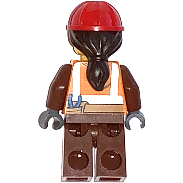 LEGO Female Construction Worker with Reddish Brown Outfit Minifigure ...