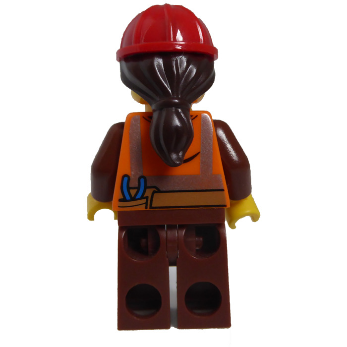 LEGO Female Construction Worker with Reddish Brown Outfit Minifigure ...