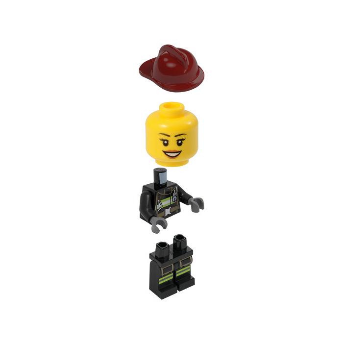 LEGO Female Firefighter With Dark Red Helmet Minifigure | Brick Owl