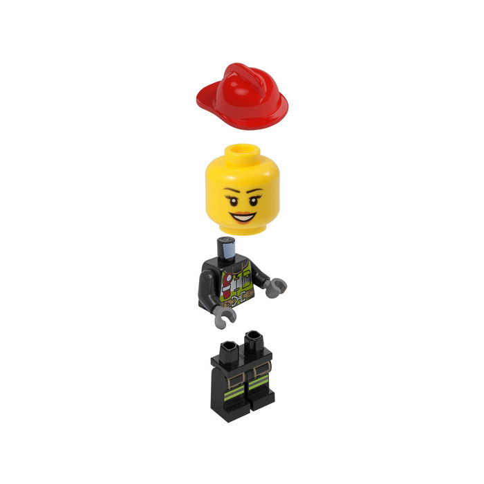 LEGO Female Firefighter with Red Helmet Minifigure | Brick Owl