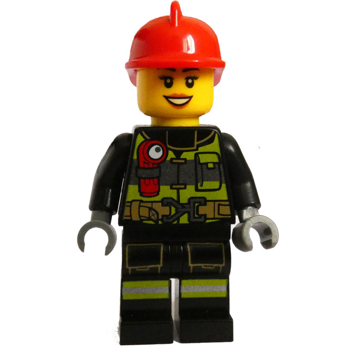 LEGO Female Firefighter with Red Helmet Minifigure | Brick Owl - LEGO ...