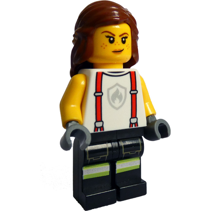 LEGO Female Firefighter with White Shirt Minifigure Inventory | Brick ...