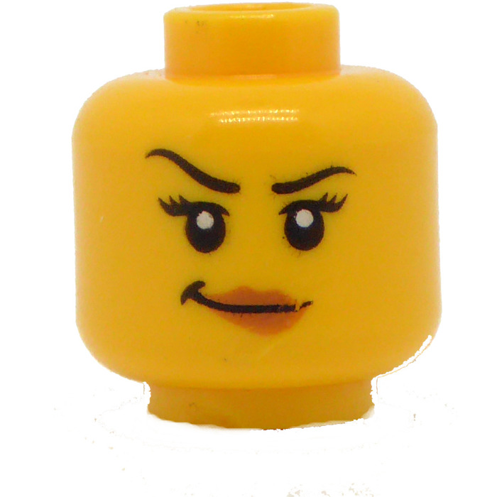 LEGO Female Head with Eyelashes, Raised Eyebrow and Lopsided Smile ...