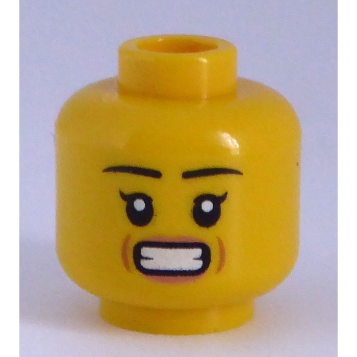 LEGO Female Head with Pink Lips and Small Smile with Teeth / Stressed ...