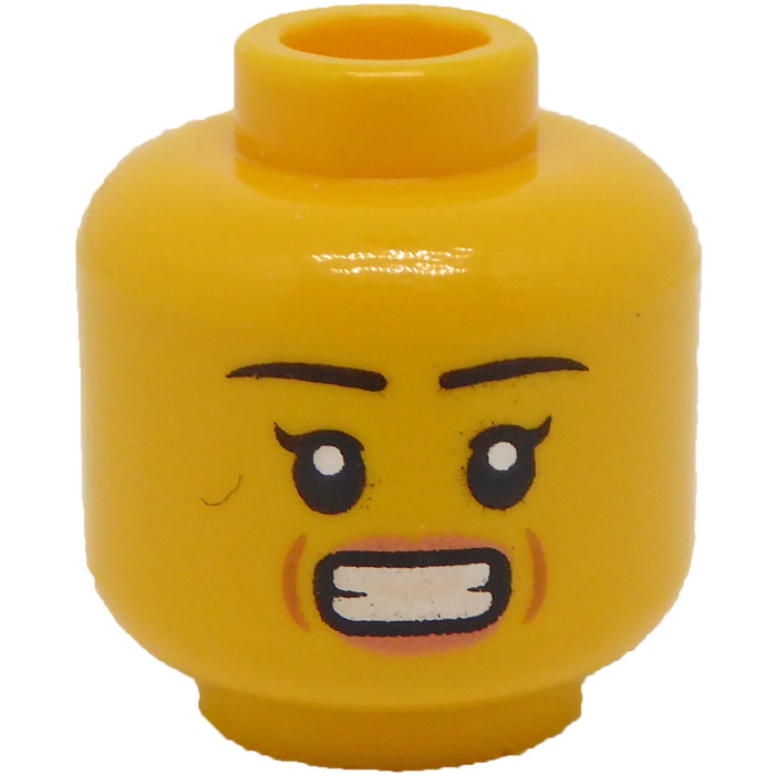 LEGO Female Head with Pink Lips and Small Smile with Teeth / Stressed ...