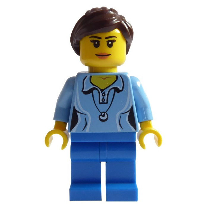 LEGO Female In Blue Clothes and Wearing A Pendant Minifigure | Brick Owl