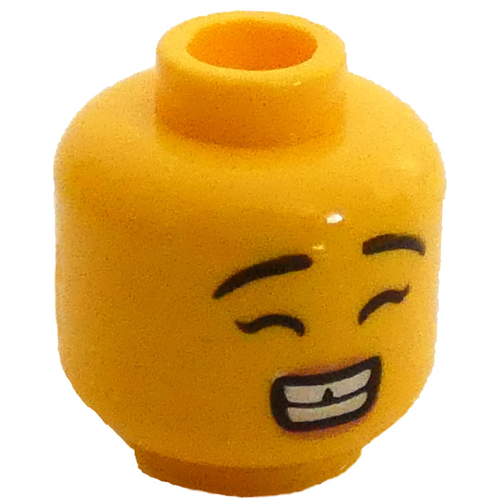 LEGO Female Minifigure Head with Black Eyebrows, Smile with Tongue ...