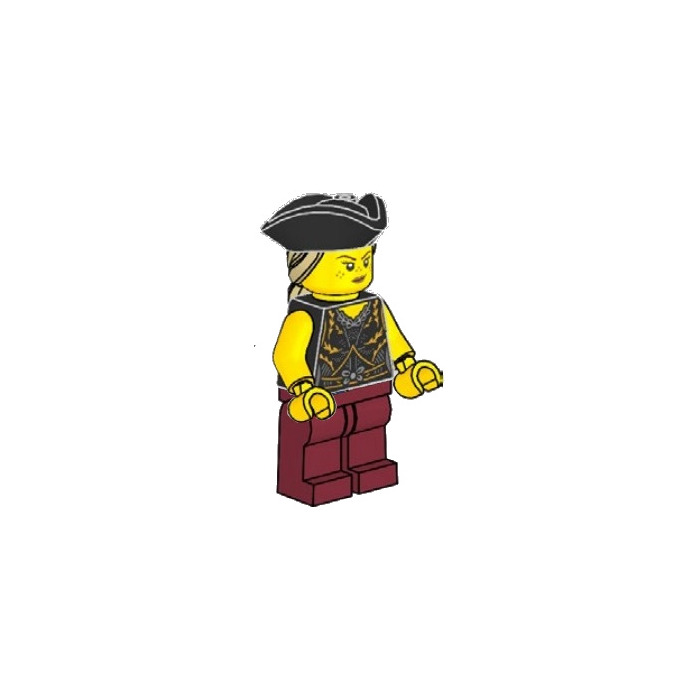 LEGO Female Pirate - Black Tricorne and Tan Ponytail Minifigure | Brick Owl