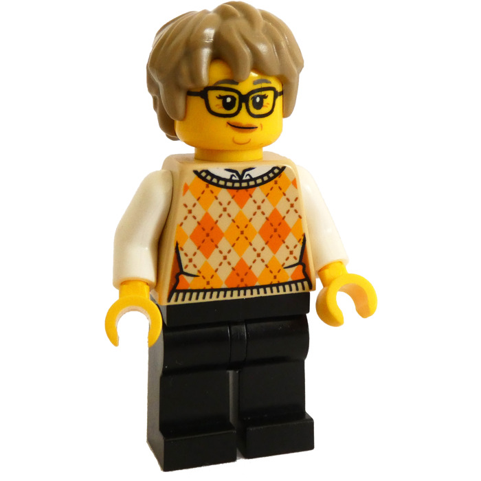 LEGO Female Visitor - Dark Tan Hair and Argyle Sweater Minifigure ...