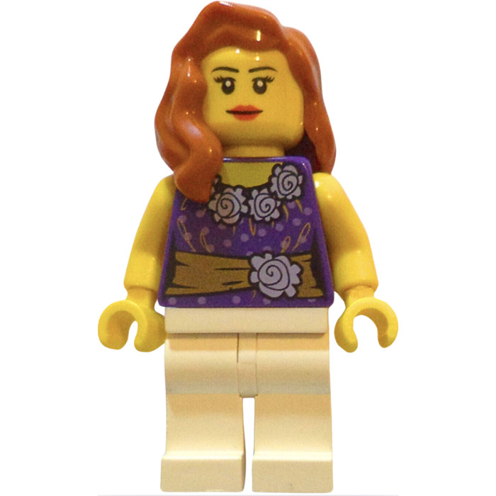 LEGO Female with Dark Purple Dress Bodice with Flowers and Golden Sash ...