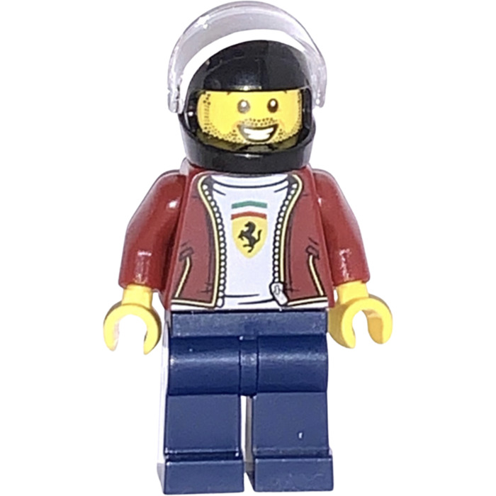 LEGO Ferrari Racing Driver with Dark Red Jacket and Black Helmet ...