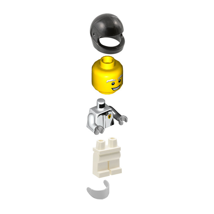 LEGO Ferrari Racing Driver with White Suit and Black Helmet Minifigure ...