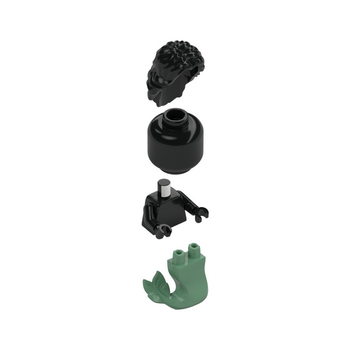 LEGO Figurehead with Black Upper Body and Sand Green Mermaid Tail ...