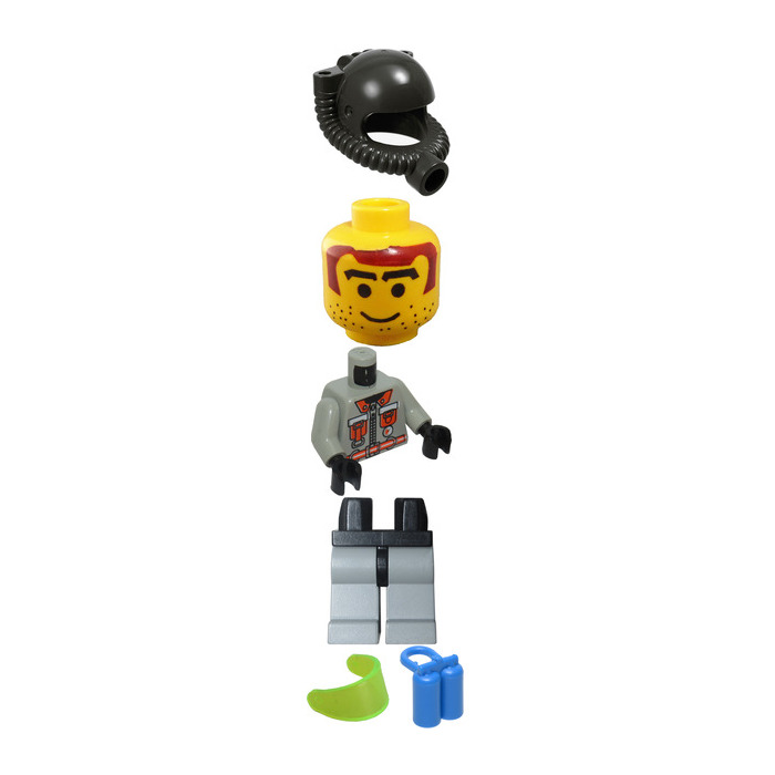 LEGO Firefighter with Black Breathing Helmet and Blue Air Tanks ...